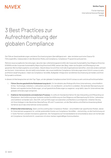 3 Best Practices zur Aufrechterhaltung der globalen Compliance | NAVEX